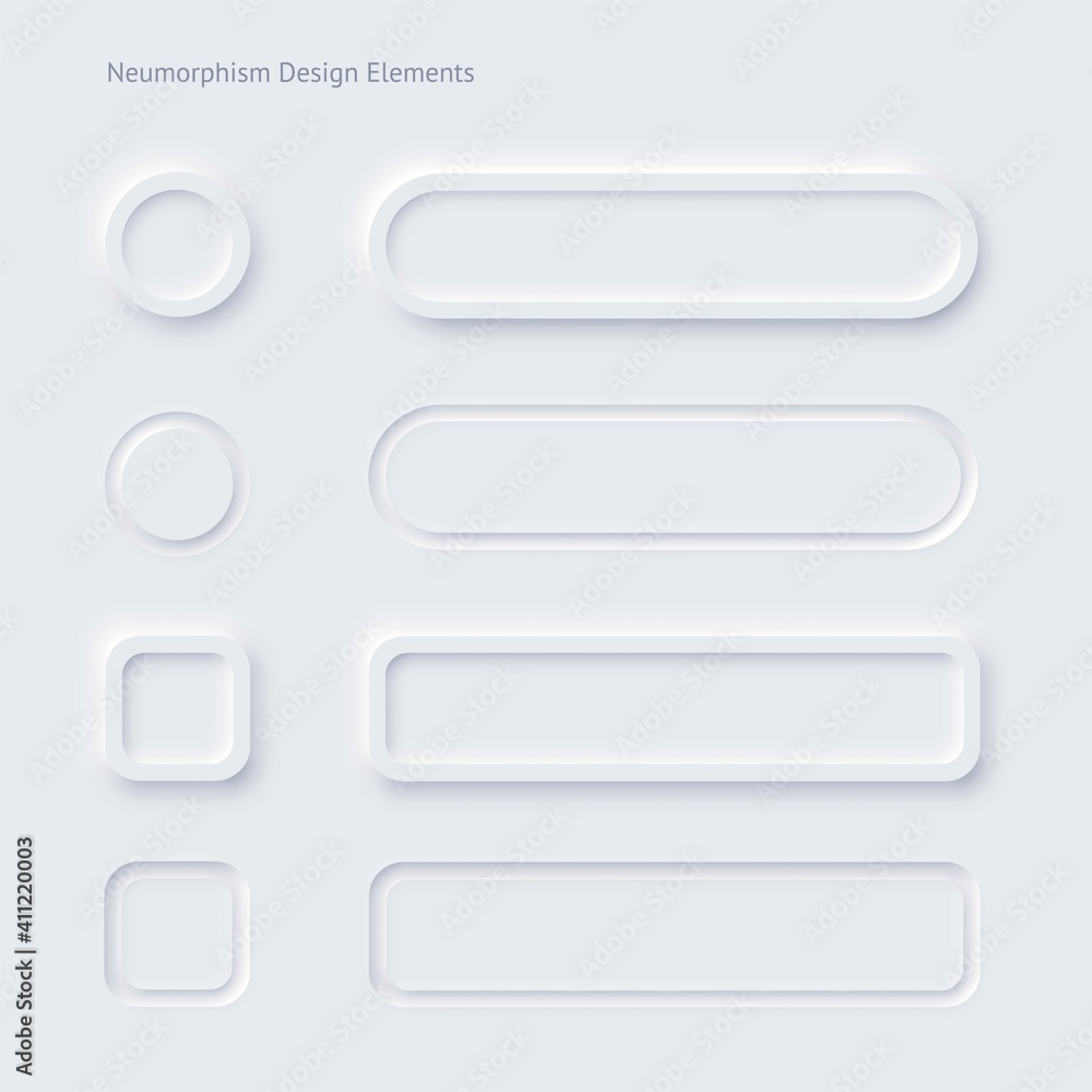Editable neumorphic buttons set. Sliders for websites, mobile menu ...