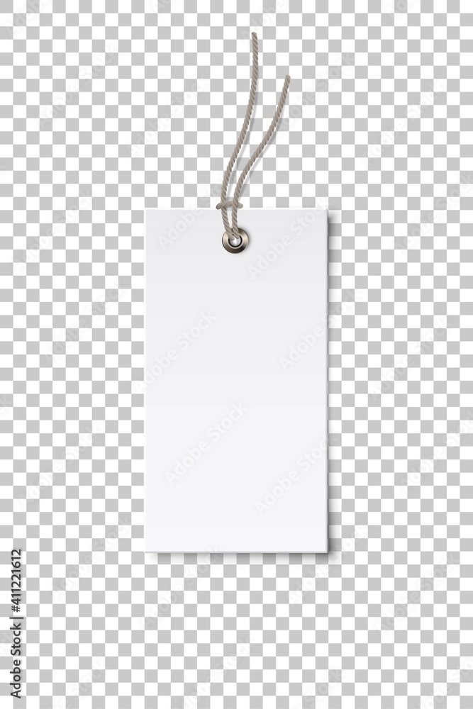 Blank white rectangular paper price tag isolated on transparent ...