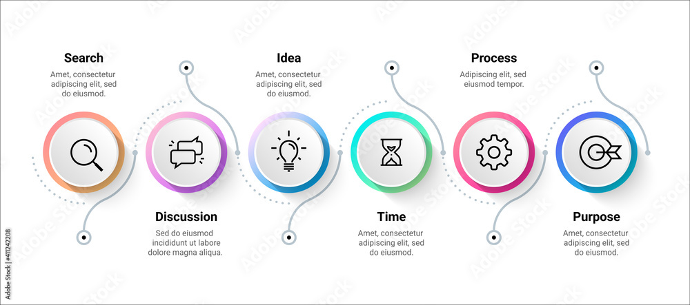 Flow infographic. Step timeline diagram, workflow process scheme ...
