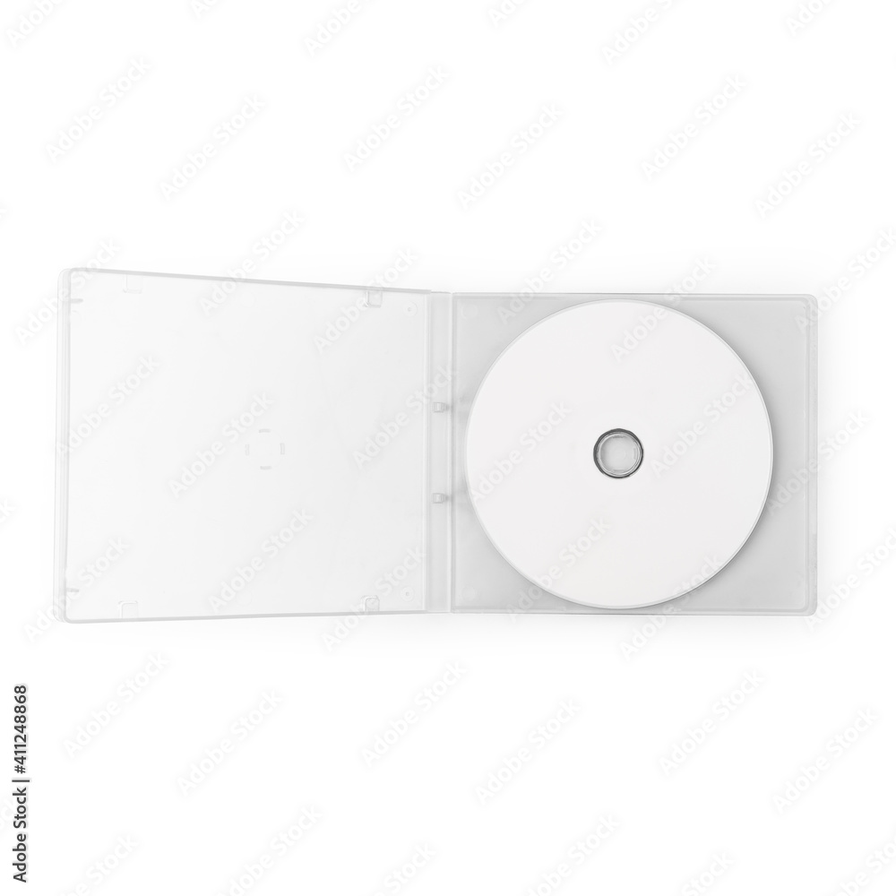 Realistic white cd with box cover template isolated on white background ...