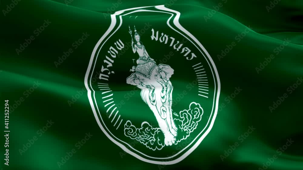 Bangkok City flag waving in wind video footage Full HD. Realistic ...