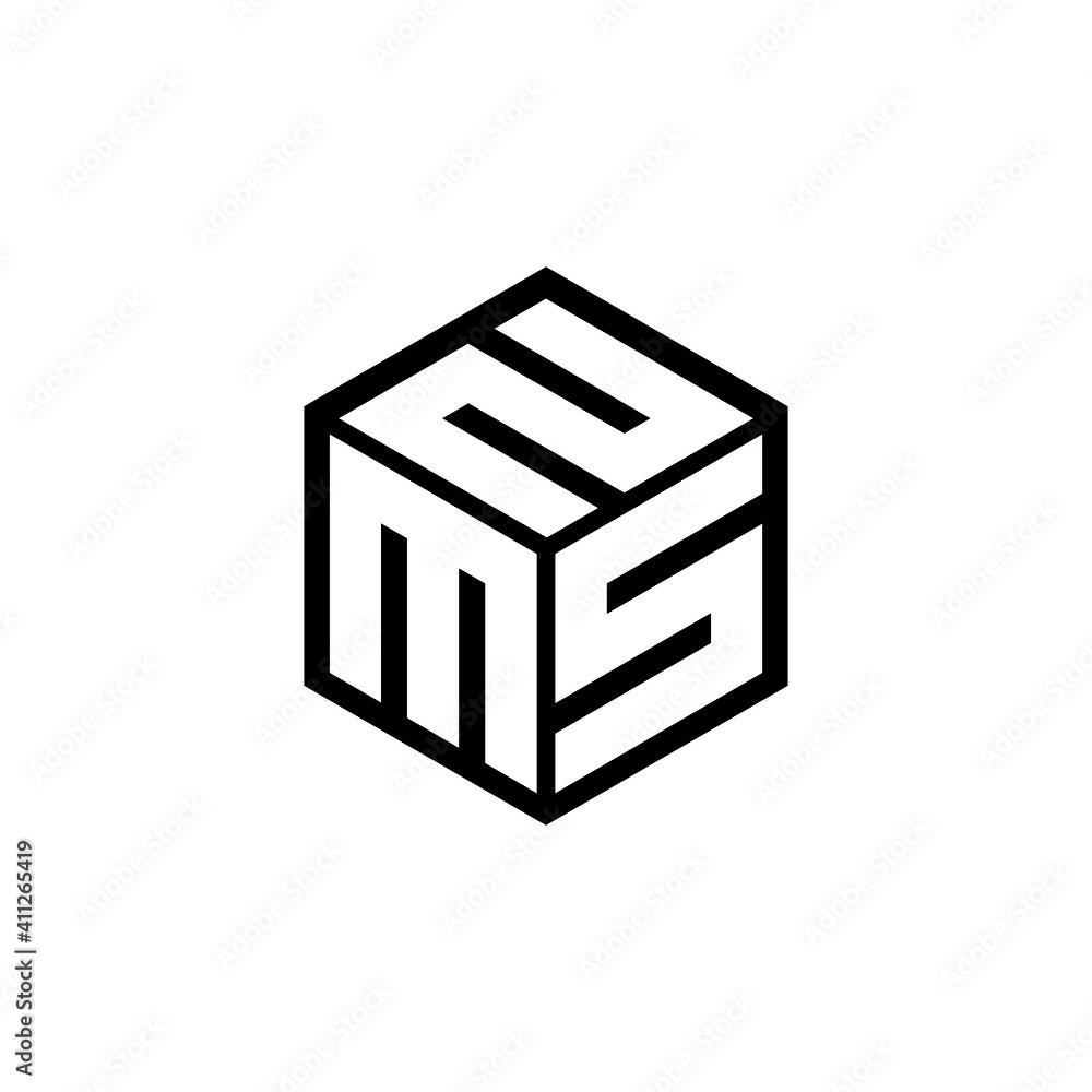 MSN letter logo design with white background in illustrator, cube logo ...