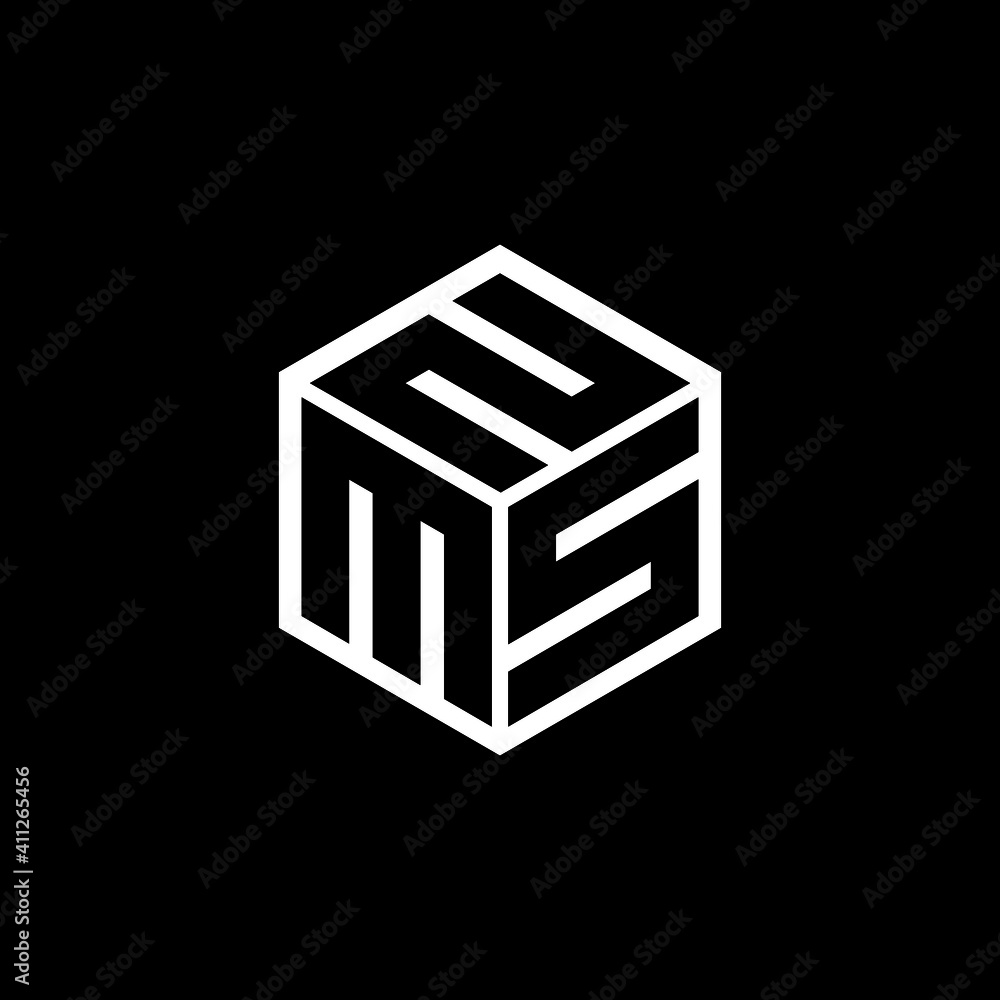 MSN letter logo design with black background in illustrator, cube logo ...