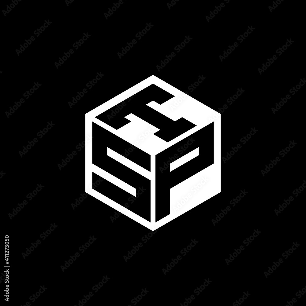 SPT letter logo design with black background in illustrator, cube logo ...