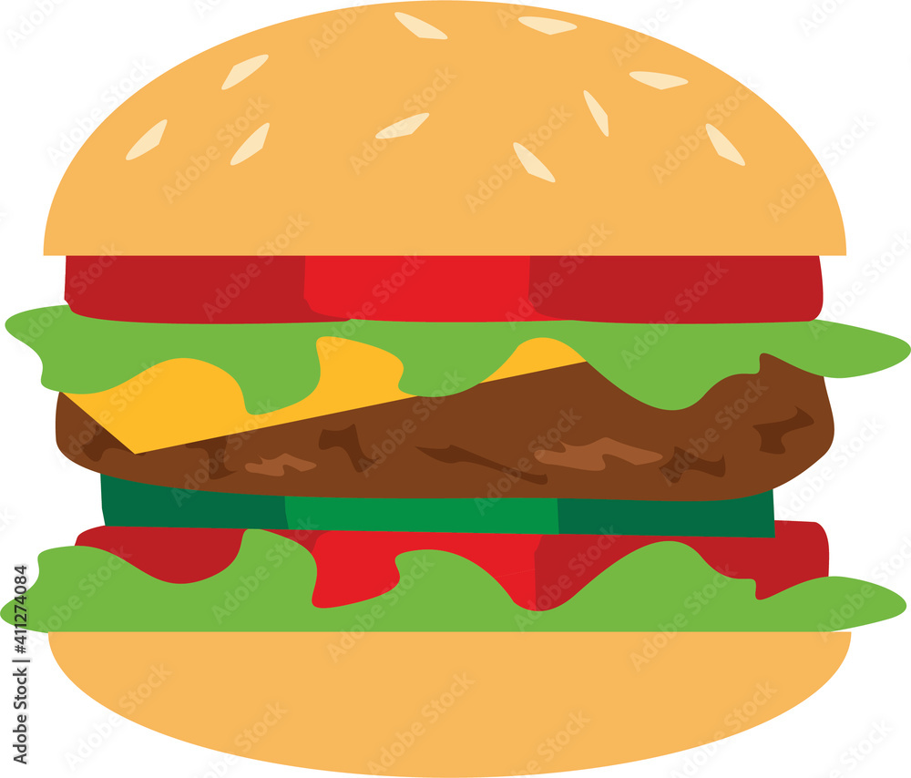 Cheese burger junk food icon vector png clip art flat design Stock ...