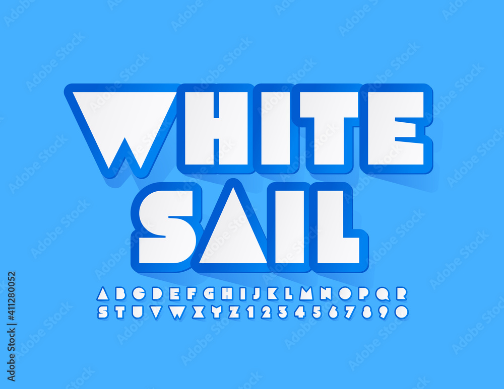 Vector creative sign White Sail. Abstract style Font. Modern sticker ...