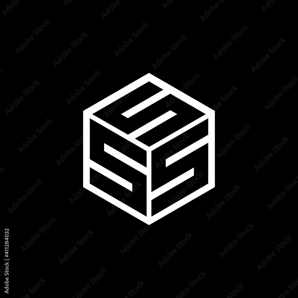 SSS letter logo design with black background in illustrator, cube logo ...