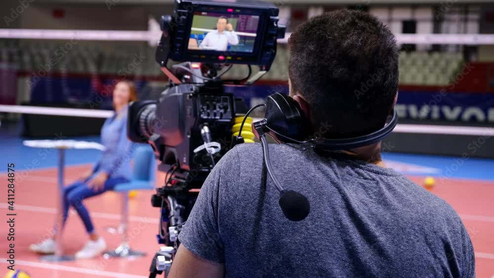 Television Operator On TV Broadcasting Production Channel. Camera ...