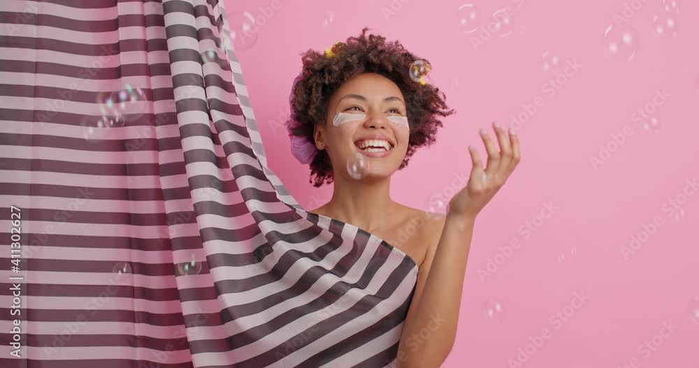 Personal hygiene regular showering concept. Positive carefree young ...