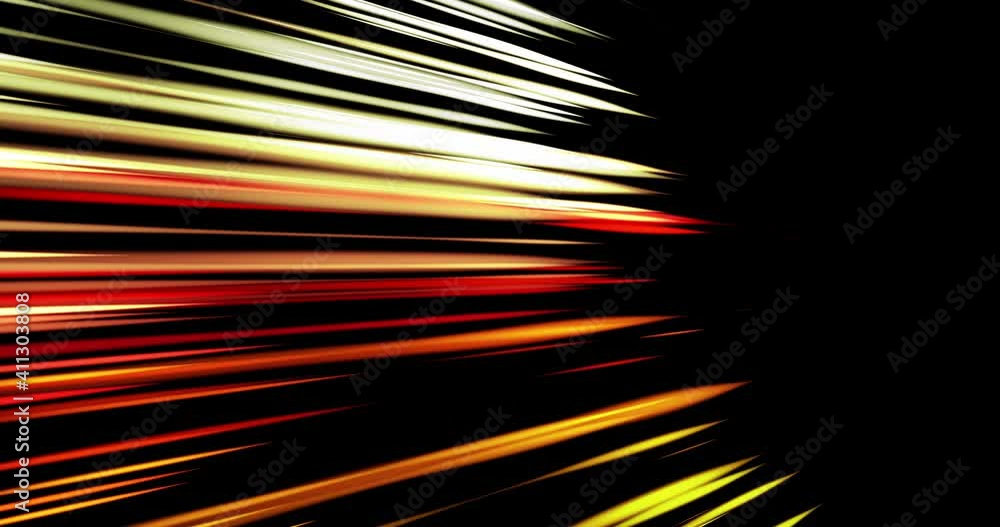 Abstract string of light in black background. Bright particles in row ...