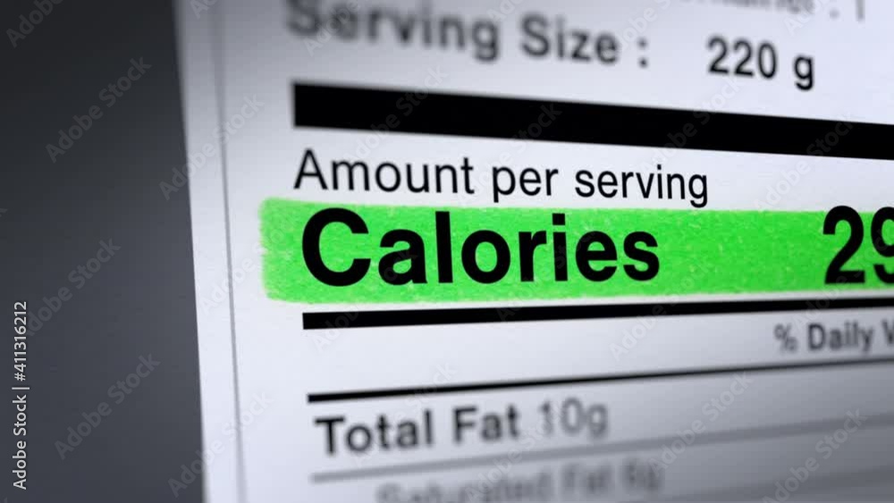 Animated Calories on the Nutrition Facts Label. All data on the Footage ...