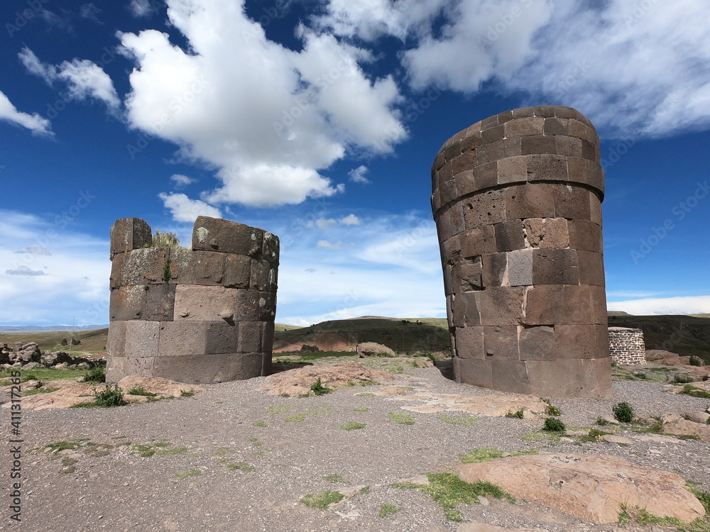 Two large chullpas at the Sillustani pre-Inca cemetery near the ...