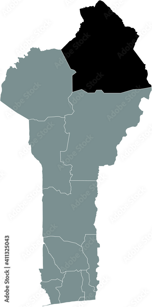 Black location map of the Beninese Alibori department inside gray map ...