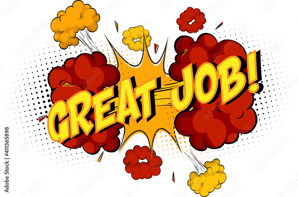 Word Great Job on comic cloud explosion background Stock Vector | Adobe ...