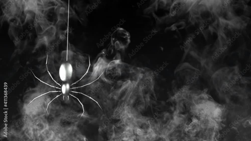 Vídeo do Stock: Metallic Spider Swinging on Web with Smoke 4K Loop ...