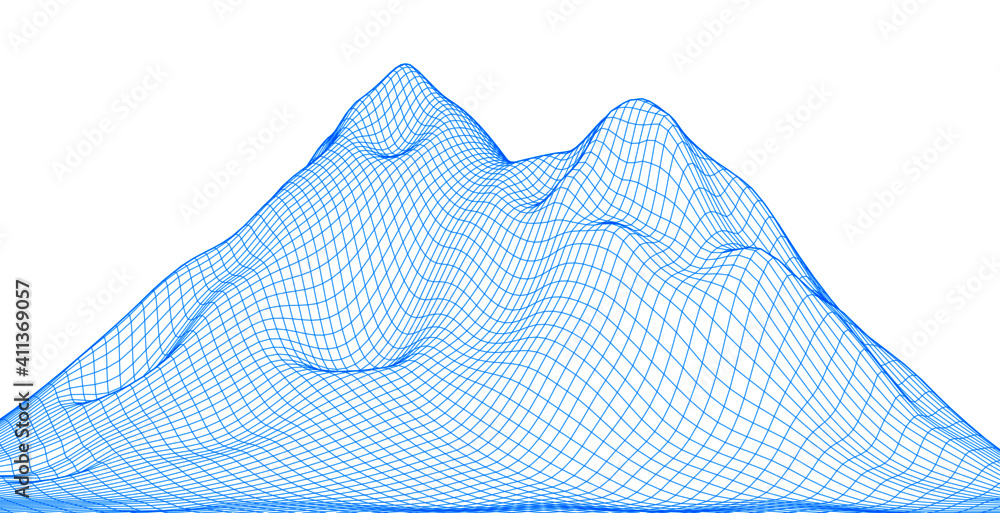 Wireframe landscape wire. Wireframe terrain polygon landscape design ...