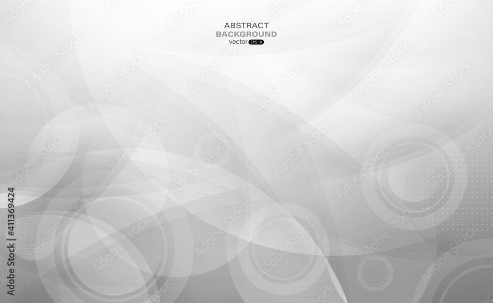 Abstract gray curve with circle shape on gradient background. Vector ...