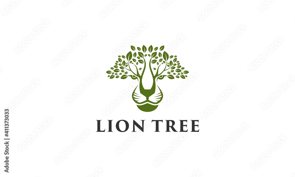 logo illustration of a lion tree that reflects the courage to keep ...