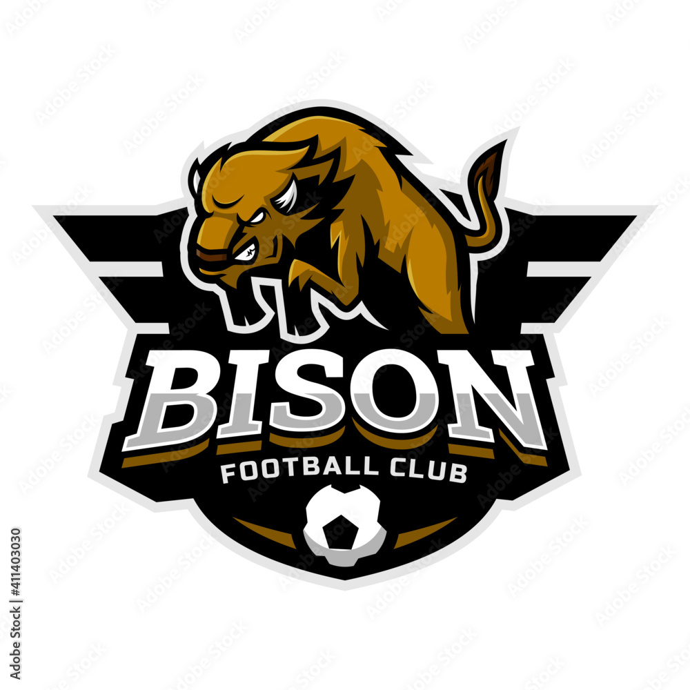 bison mascot for a football team logo. school, college or league ...