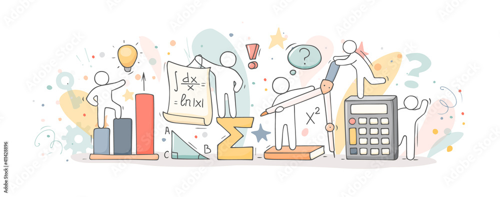 math ckass with working little people Stock Vector | Adobe Stock