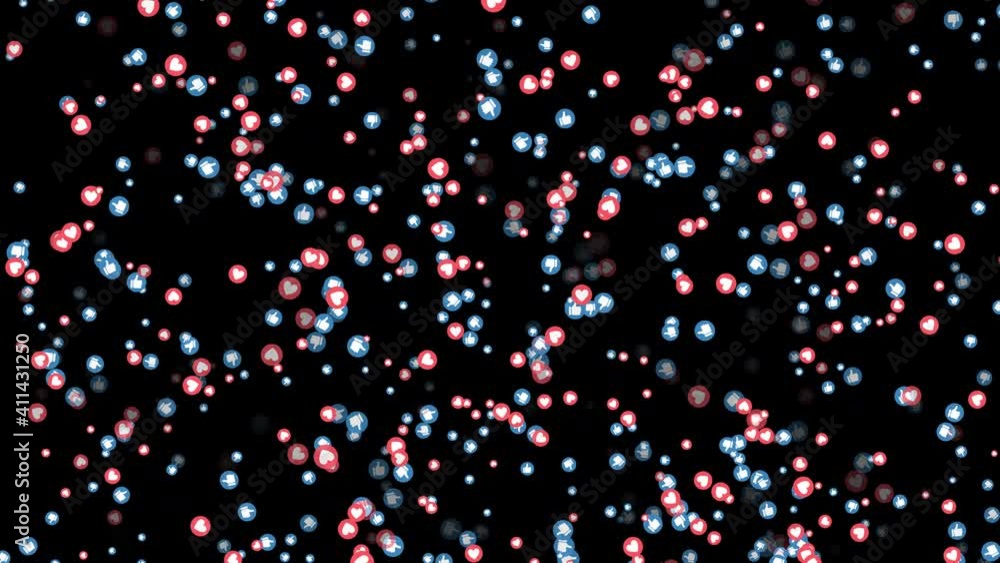 Animation footage of social media emoticon Like and Love button icon ...