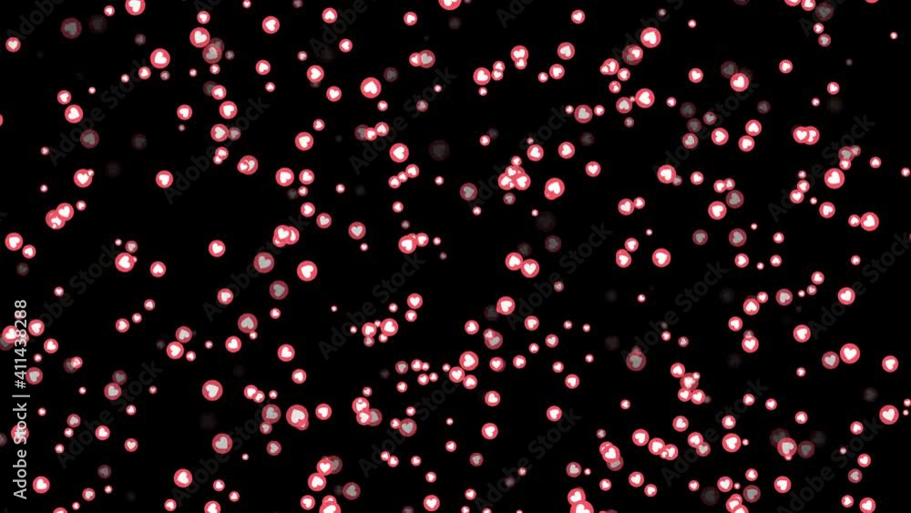 Animation footage of social media emoticon Love button icon falling ...