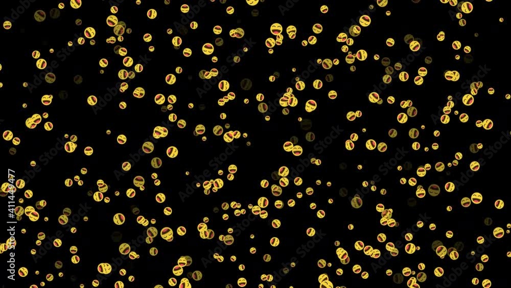 Animation footage of social media emoticon Laugh reaction icon falling ...