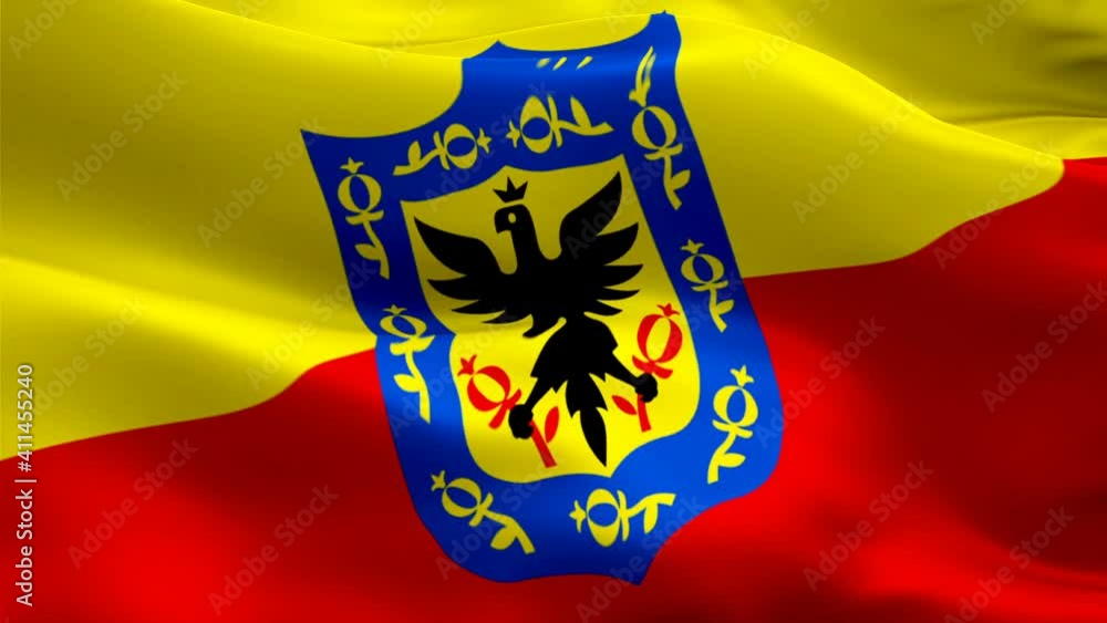 Bogota flag Motion Loop video waving in wind. Realistic Bogota Flag ...