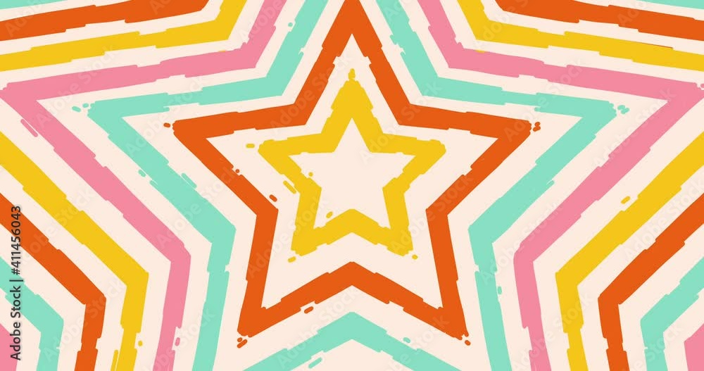 Hand drawn retro background with stars. Animated 70s style looped ...