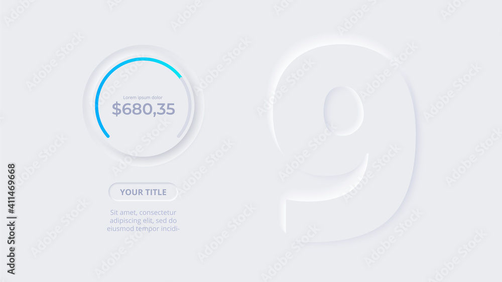 Vector neumorphic infographic. Presentation slide template. Business ...