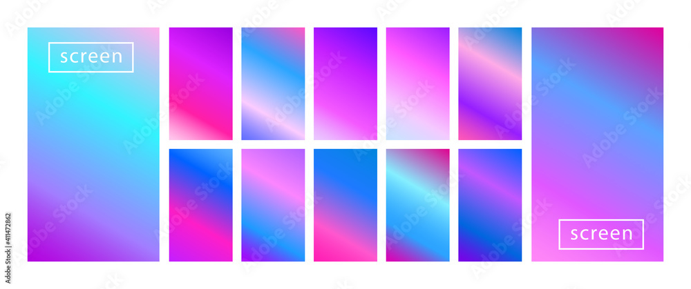 Collection of colorful backgrounds in trendy neon colors. Modern screen ...