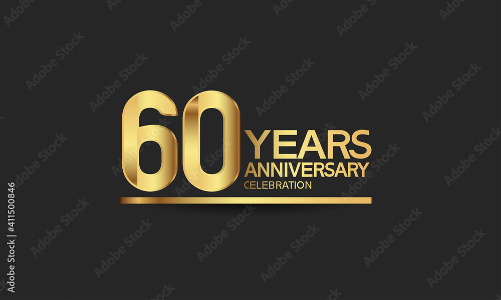 60 years anniversary celebration with elegant golden color isolated on ...