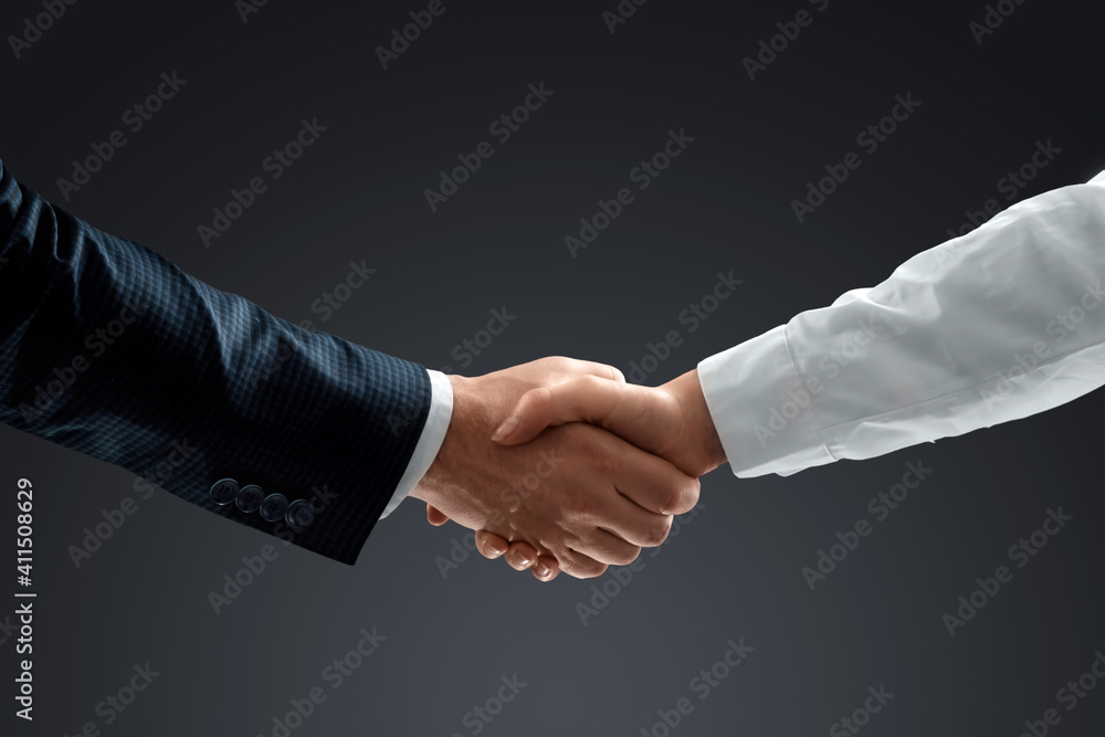 Handshake with effect, teamwork, partnership concept, business ...