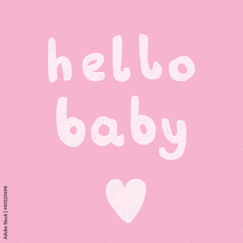 Hello Baby. Baby Shower Card. Cute Hand Drawn Nursery Vector Print with ...