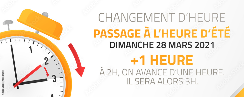 Passage à l'heure d'été - Changement d'heure le 28 Mars 2021 Stock ...