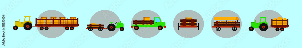 set of hayride cartoon icon design template with various models. vector ...
