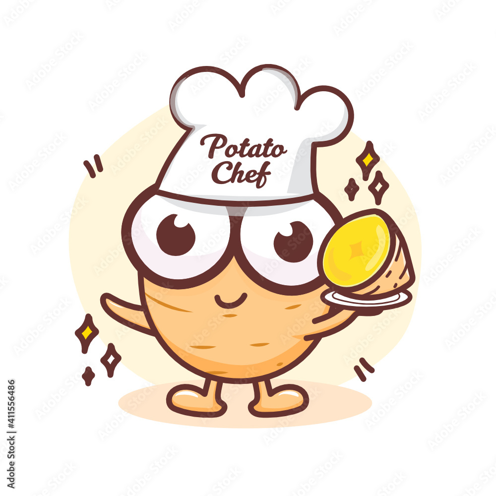 Cute potato cartoon character isolated on white background Stock Vector ...