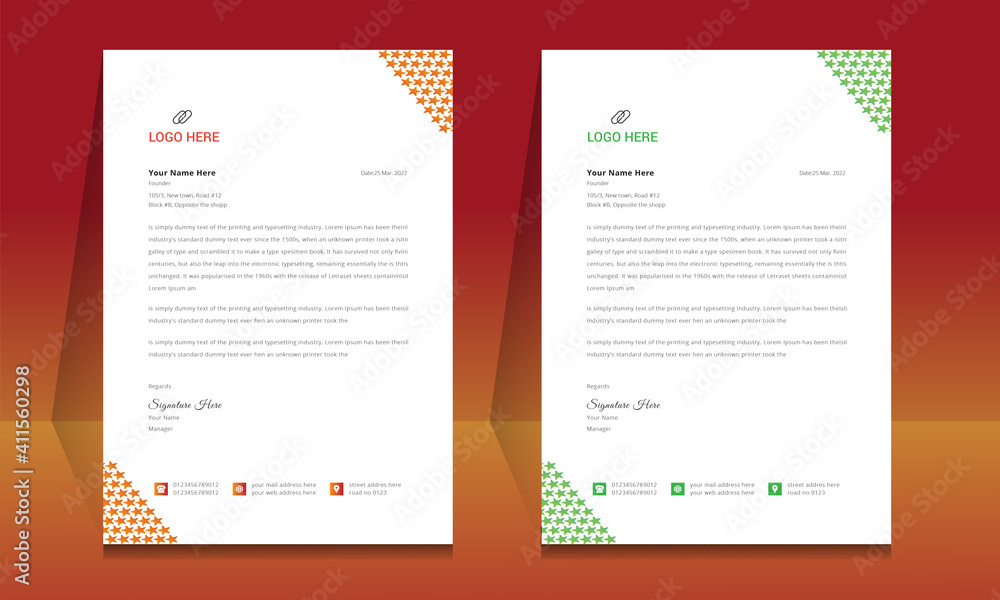 Letterhead format template, business style letterhead design template ...