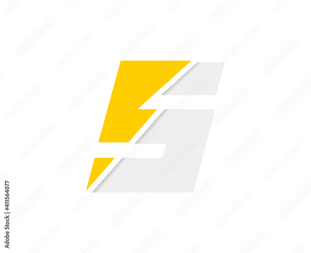 S letter logo, vector font with lightning flash power icon Stock Vector ...
