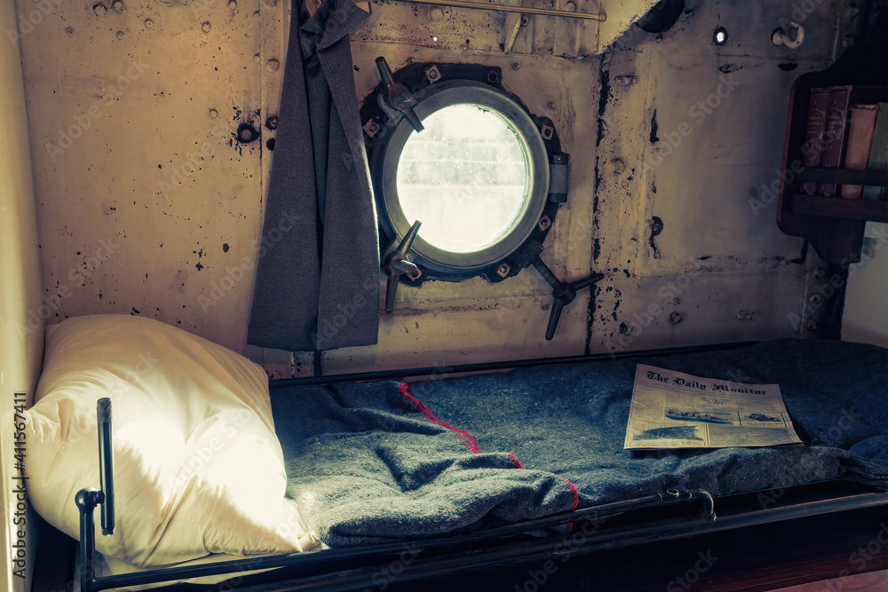 Portsmouth, England - December 4, 2019: Old vintage military warship ...