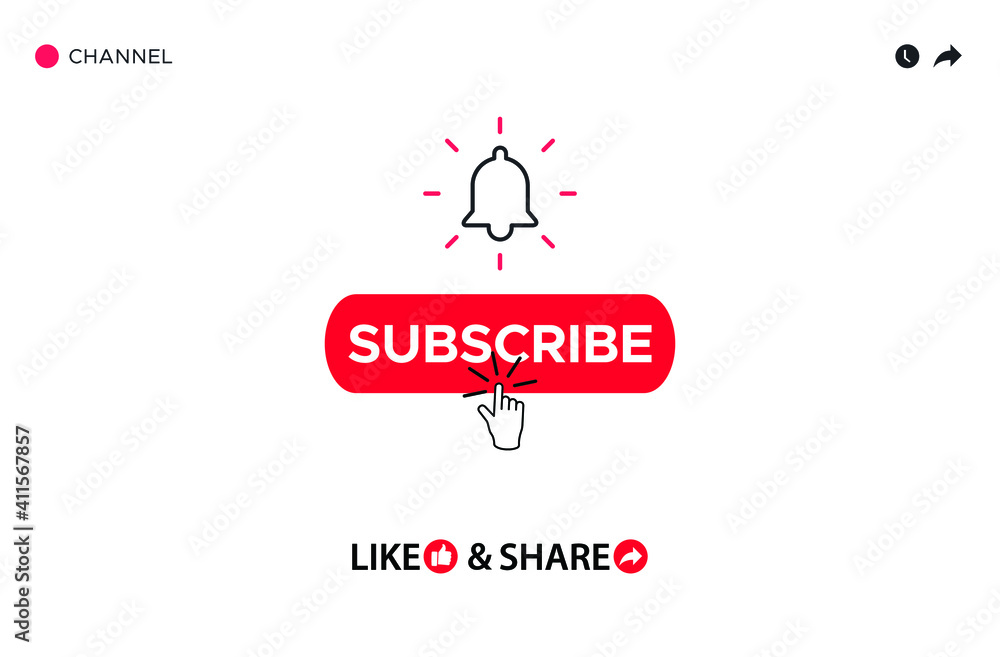 Subscribe like and share template. Stock Vector | Adobe Stock