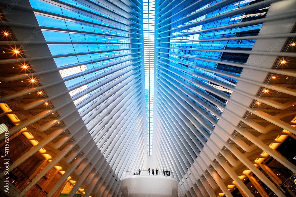 Interior view of World Trade Center Transportation Hub or Oculus ...