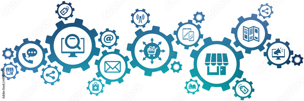 Multichannel marketing vector illustration. Concept with icons related ...