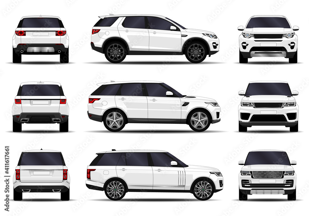 realistic SUV car. front view; side view; back view. Stock Vector ...