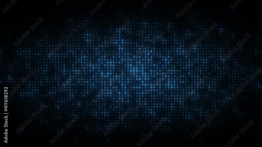 Dynamic animation of flashing binary digits particles pattern. Seamless ...