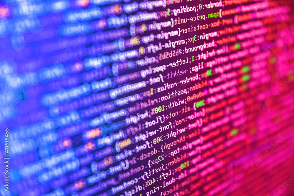 Matrix byte of binary data rian code running abstract background in dark blue digital style ...