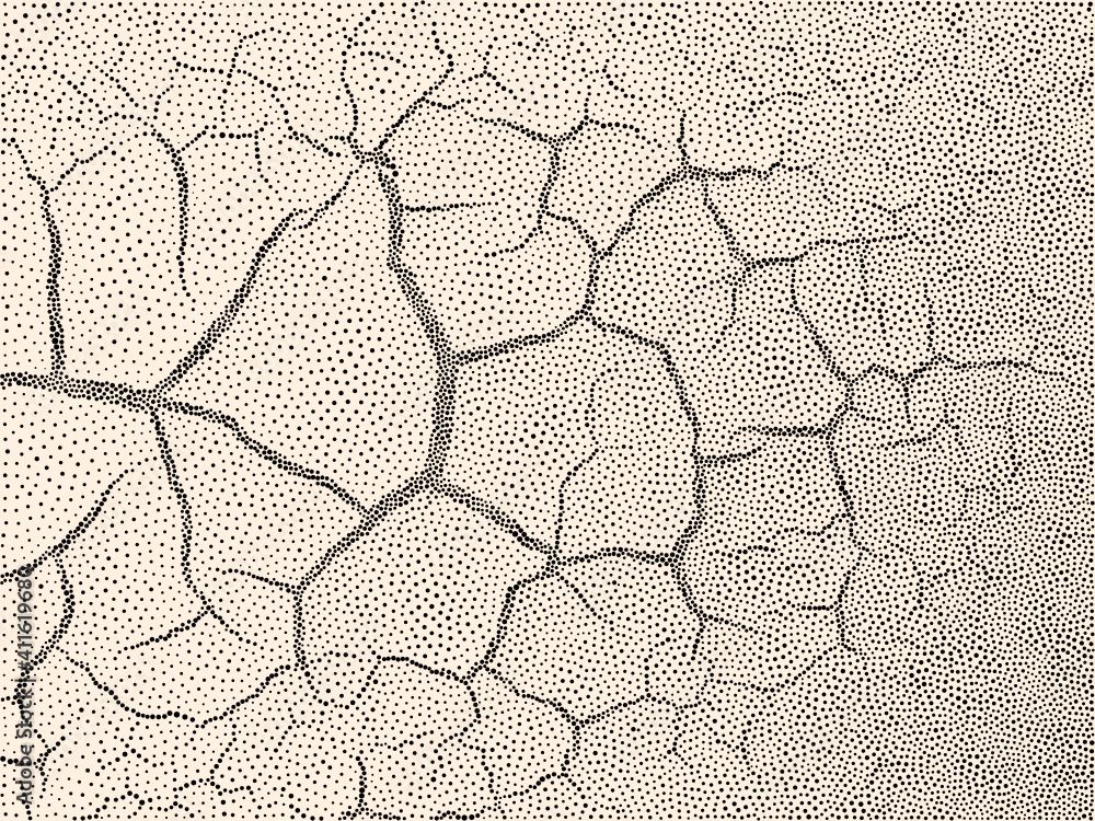 Stipple Technique Cracks in Dry Soil Stock Vector | Adobe Stock
