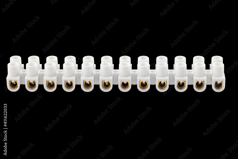 Terminal block on 12 contacts for connection of electric wires. Set of ...