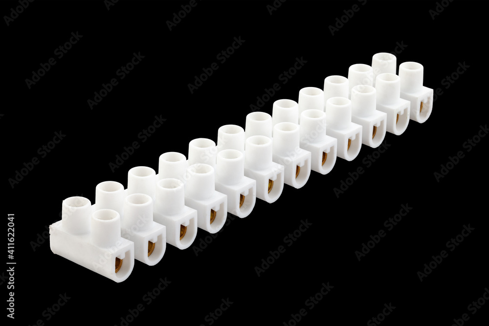 Terminal block on 12 contacts for connection of electric wires. Set of ...