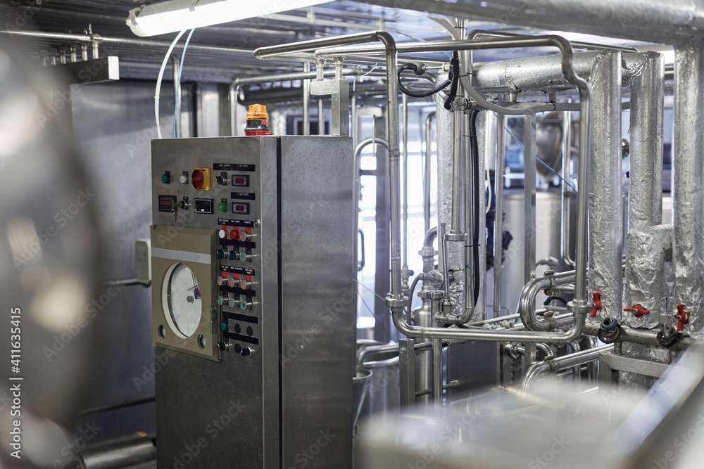 Background image of industrial workshop at production plant, control ...